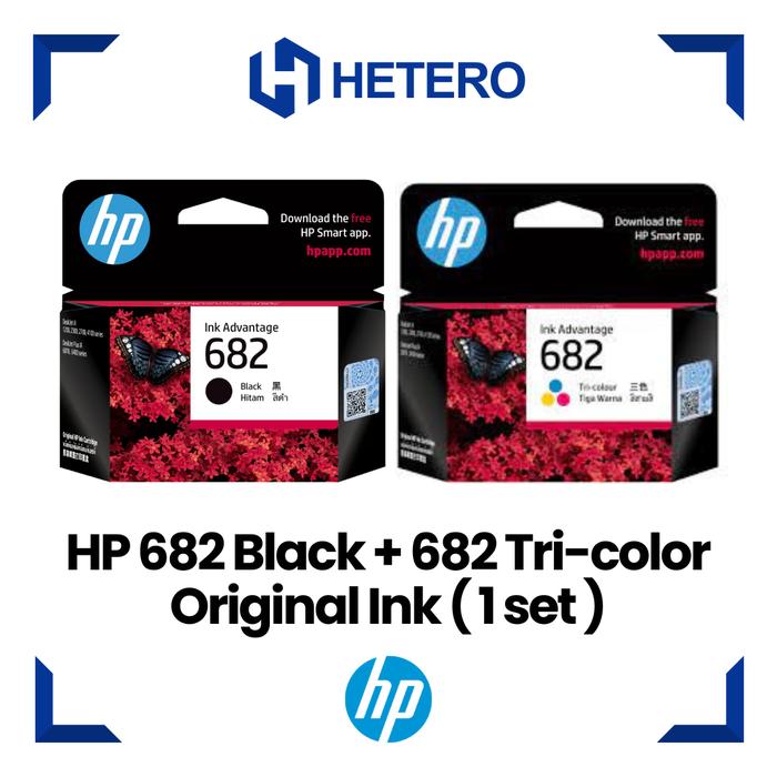 Jual HP 682 Black + 682 Tri-color ( 1 set ) Original Ink Advantage ...