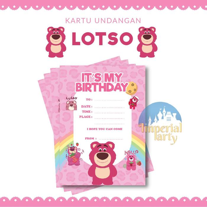 Jual Kartu Undangan Invitation Happy Birthday Ulang Tahun Lotso Huggin Bear Beruang Pink ...