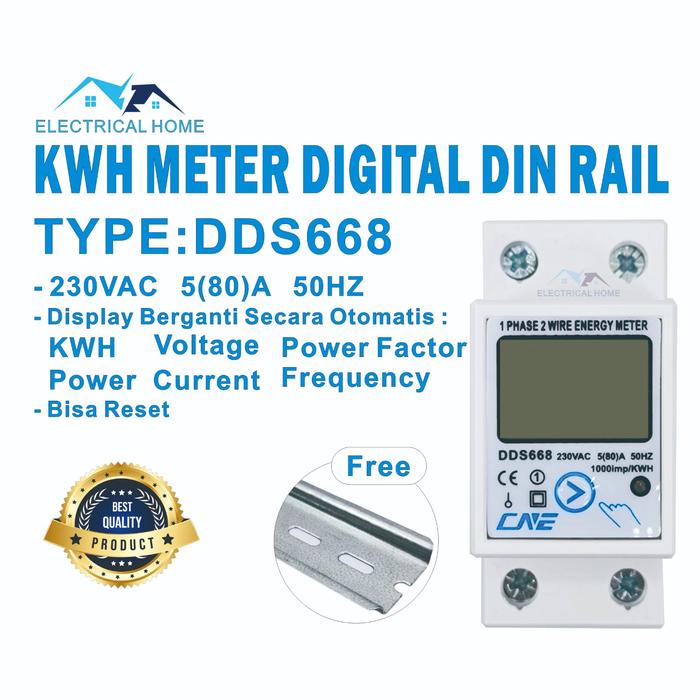 Jual KWH Meter Digital 1 Phase 5(80)A 6 in 1 (KWH.VM.AM.WATT.HZ.PF ...