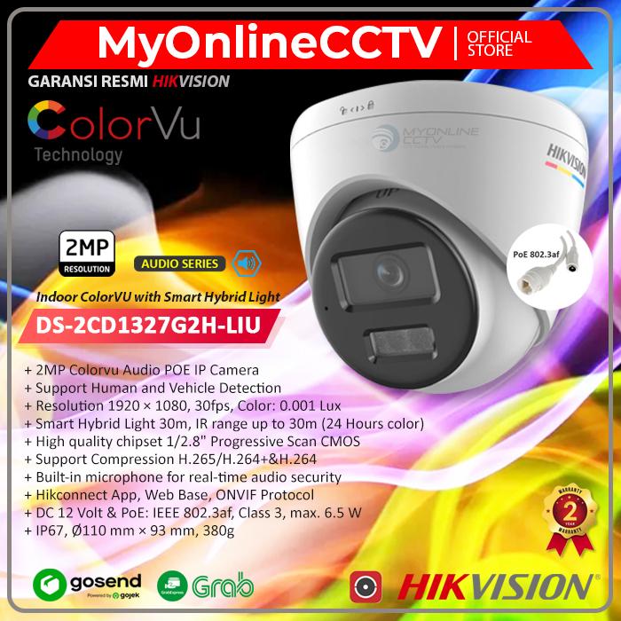 Promo DS-2CD1327G2H-LIU Hikvision Audio IP Cam PoE CCTV 2MP ColorVu Dual Light Turret Cicil 0% ...