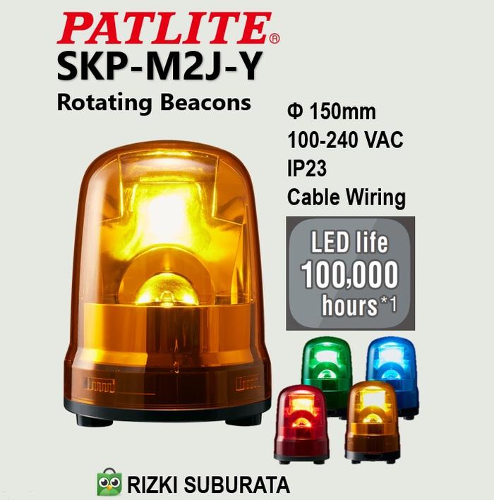 Jual Rotating Beacons - PATLITE - SKP-M2J-Y - LED Ф150mm, 100-240 VAC, Cable Wirring - Amber ...