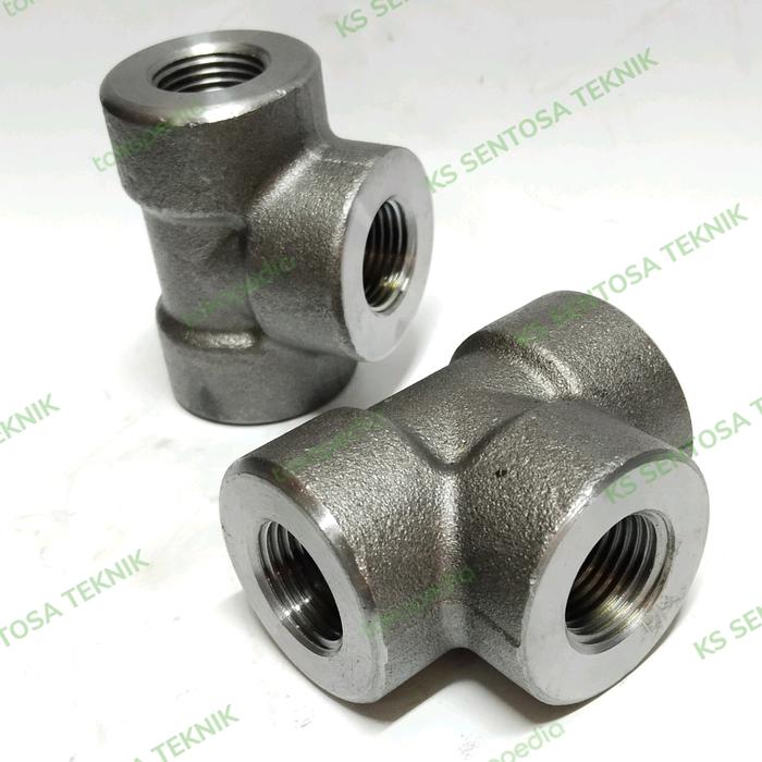 Jual Tee besi Class 3000 drat 1/2" inch / Tee drat Carbon Steel #3000 ...