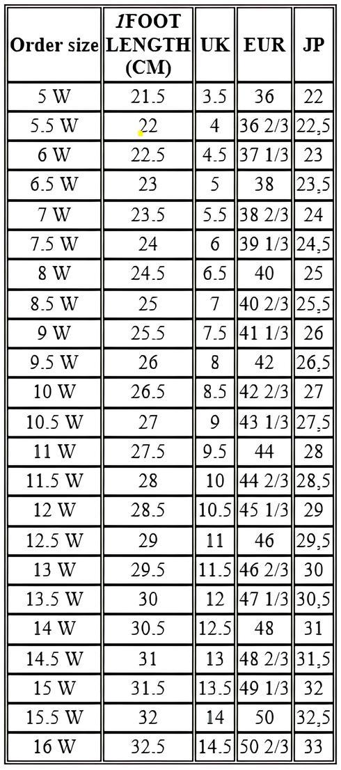 Mexican Shoe Size Chart