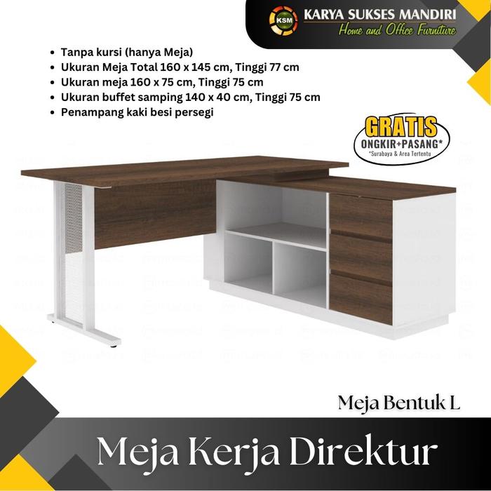 Jual Meja Kerja Kantor Direktur Manager Meja Gaming bentuk L kaki Besi ...