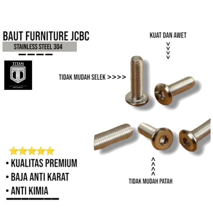 Jual Baut Furniture M4 x 50 BAUT JCBC BAUT Furnitur SS304 Baut L ANTI ...