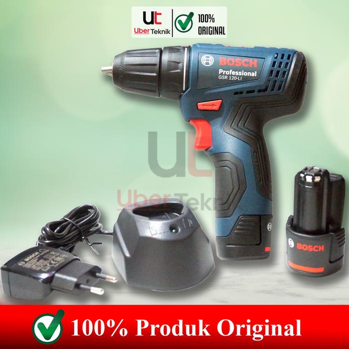 Promo BOSCH Bor Drill Cordless GSR 120 LI GEN 3 Mesin Obeng 2 Baterai ...