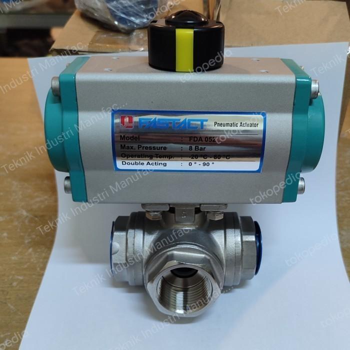 Jual Ball Valve 3 Way 2" inch Pneumatic Actuator Stainless Steel ...
