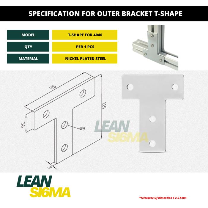 Jual Outer Bracket Type T Joint Aluminium Profile 3030 4040 reinforced ...