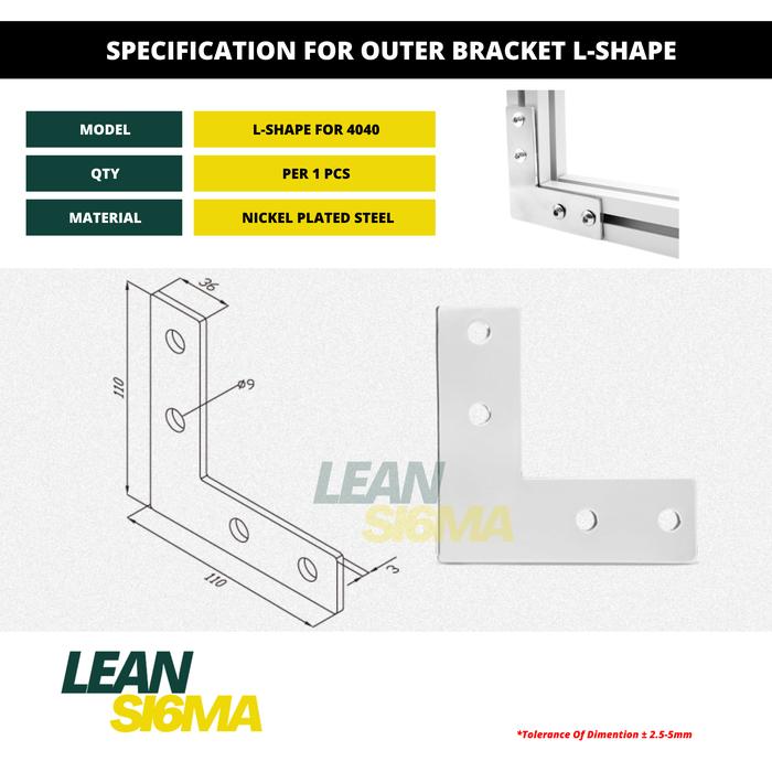 Jual Outer Bracket Type L Joint Aluminium Profile 3030 4040 reinforced ...