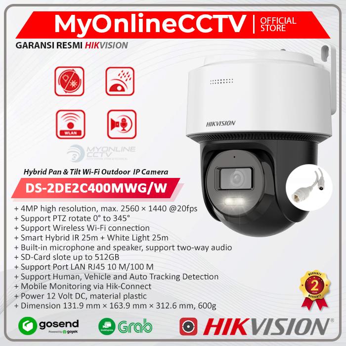 Promo DS-2DE2C400MWG/W Hikvision 4MP Outdoor Wi-Fi Pan & Tilt Camera CCTV Two Way Audio Smart ...