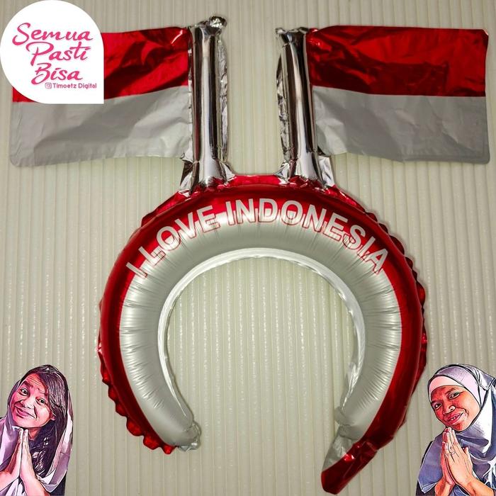 Jual Balon Foil Bando Bendera I Love Indonesia Metalik/ Balon Bando ...