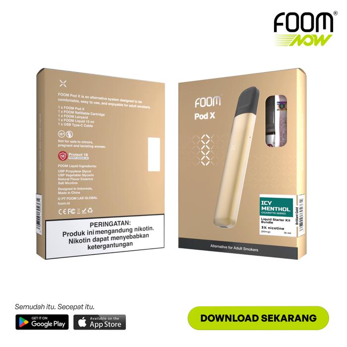 Jual FOOM POD X BUNDLING LIQUID (BRILLIANT GOLD ICY MENTHOL 15ML ...