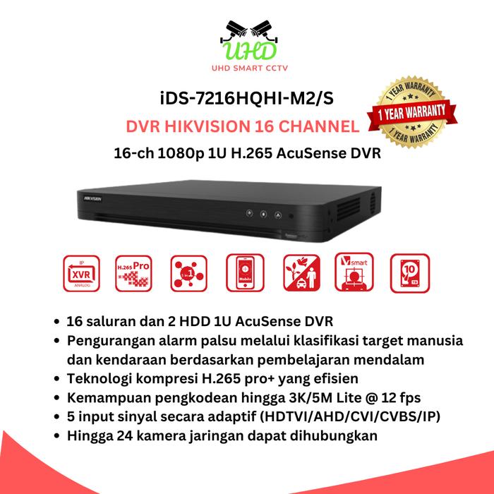 Jual HIKVISION - DVR 16 Channel iDS-7216HQHI-M2/S (16-ch 1080p 1U H.265 ...