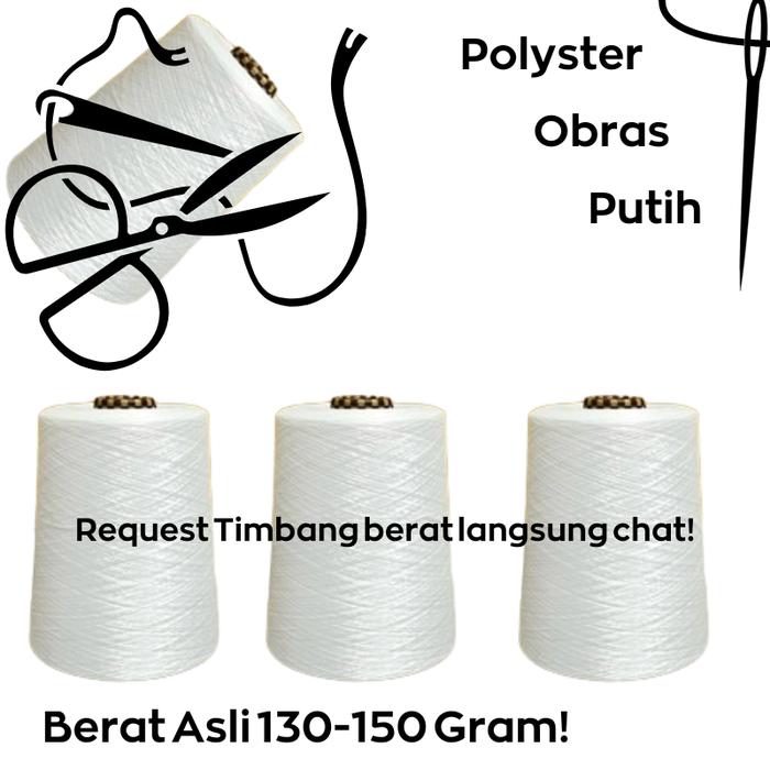 Jual Benang Obras Putih Polyester Polister Polyster Jumbo Tanggung asli ...