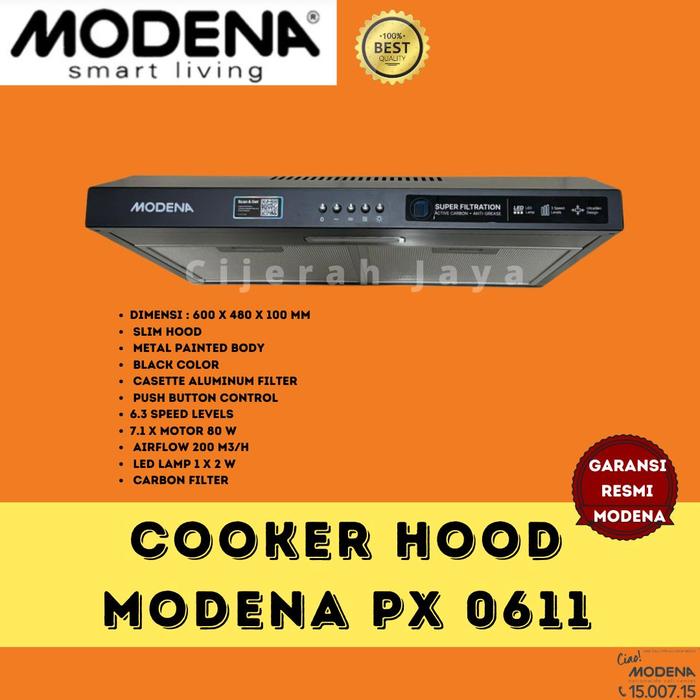 Ukuran Cooker Hood Modena SIA VSR60BL 60cm Black Slim Visor Cooker