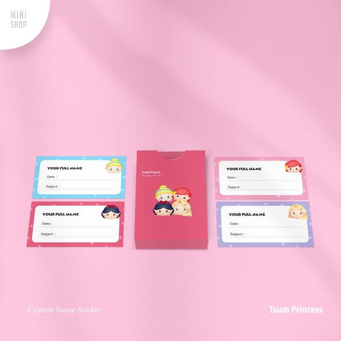 Promo Stiker Nama Custom Waterproof Tsum Princess ( Cinderella Snow ...