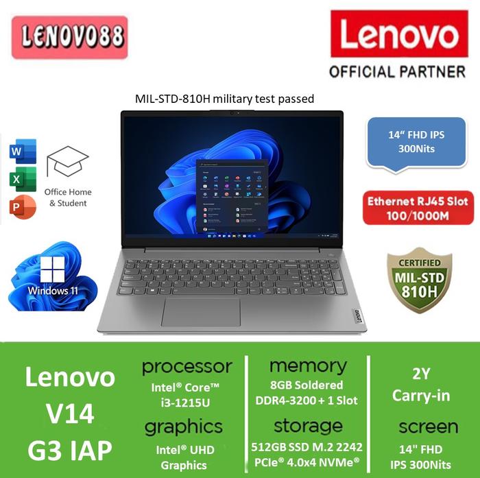 Jual Lenovo V14 G3 IAP N9ID || Intel Core i3-1215U 8GB 512GB SSD Intel UHD Graphics Windows 11 ...