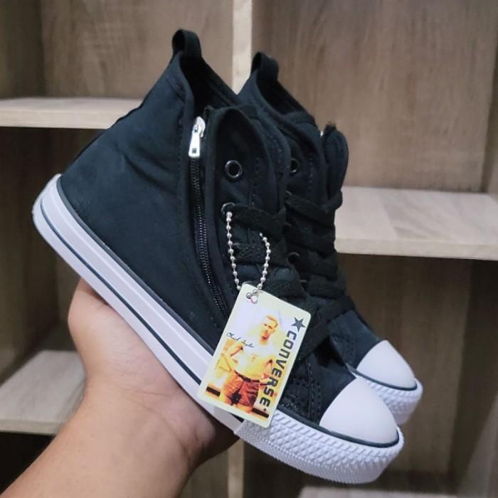 Jual SEPATU Converse anak sekolah model Zipper sleting hitam - Hitam ...