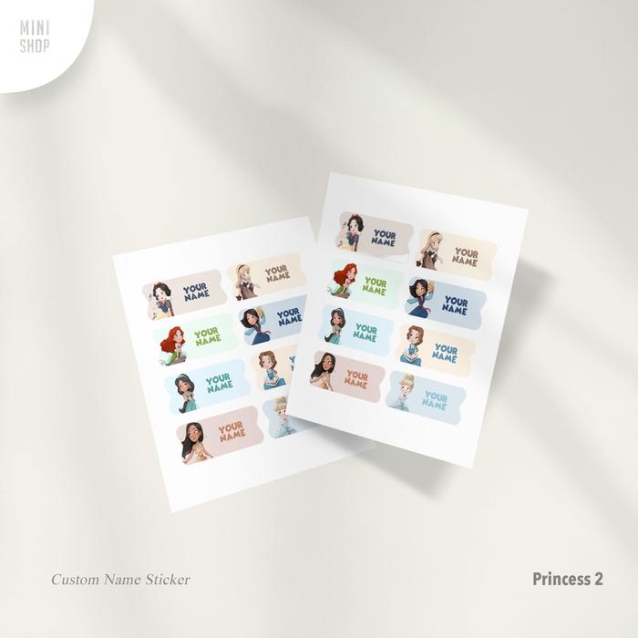 Promo Stiker Label nama custom Princess 2 Waterproof Cinderella Snow ...