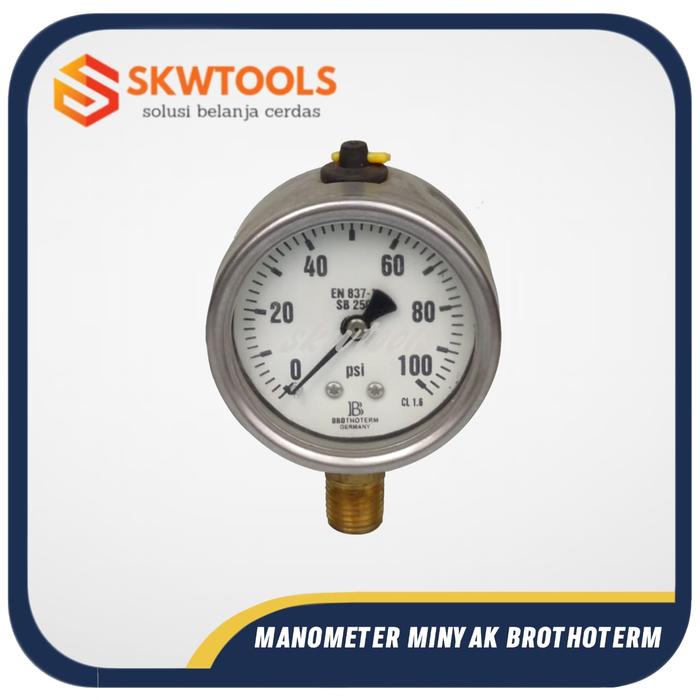 Jual Pressure Gauge Oil Casing 2,5" Drat 1/4" 100 Psi / Manometer Minyak Casing 2-1/2" Drat 1/4 ...