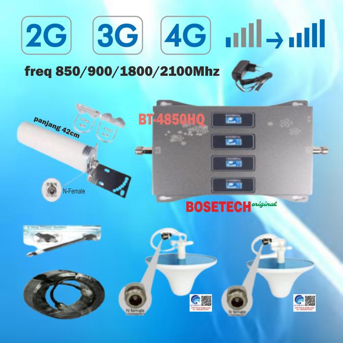 Jual BOOSTER PENANGKAP JARINGAN SIGNAL SINYAL HP 4 BAND 2G 3G 4G LTE 2 WAY OMNI TAIWAN ORI ...