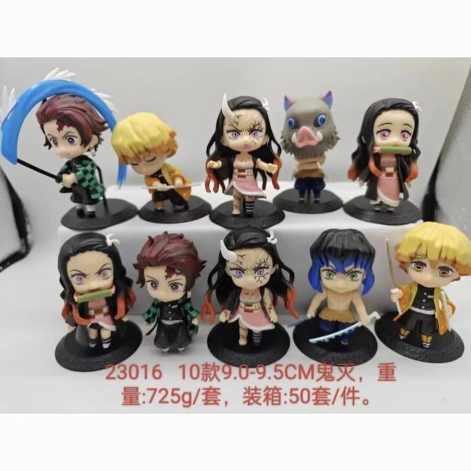 Jual kimetsu no yaiba demon slayer figure set 10 tanjiro nezuko zenitsu ...
