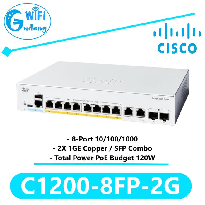 Jual CISCO Catalyst 1200 8-port GE, Full PoE, 2x1G Combo Switch C1200 ...