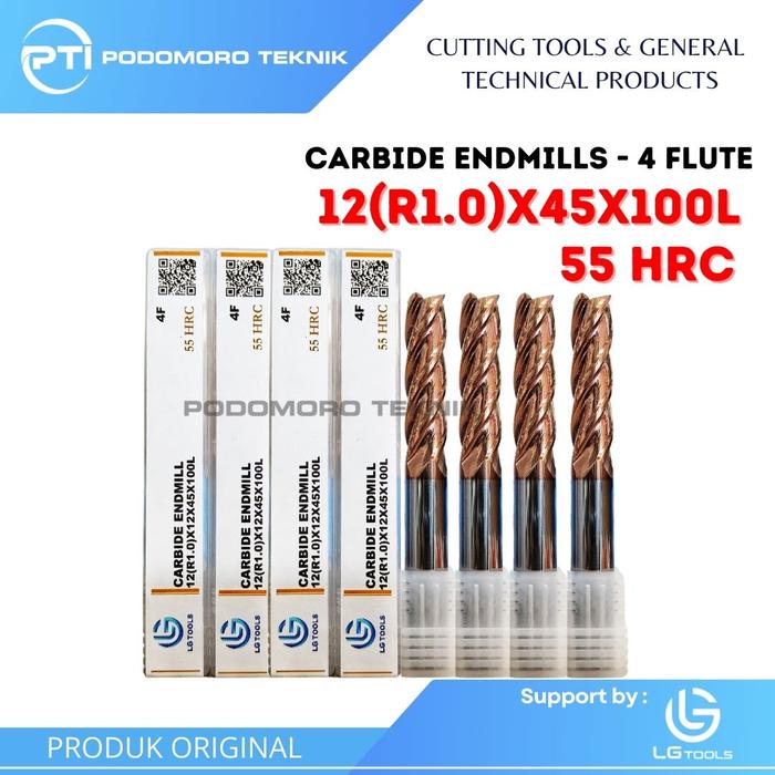 Jual Long Endmill Carbide 12 mm 12 R1 45 L100 Hard Cut 55 Hrc Merk LG Tools - Kab. Bekasi ...