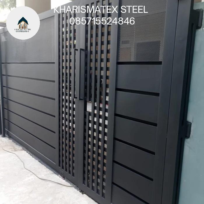 Jual pagar sliding minimalis modern plat perforated - Kota Tangerang ...