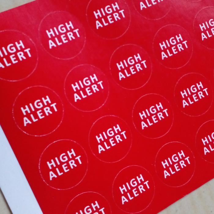 Jual Stiker label high alert dan lasa 1,5 - high alert - Kota Surakarta ...
