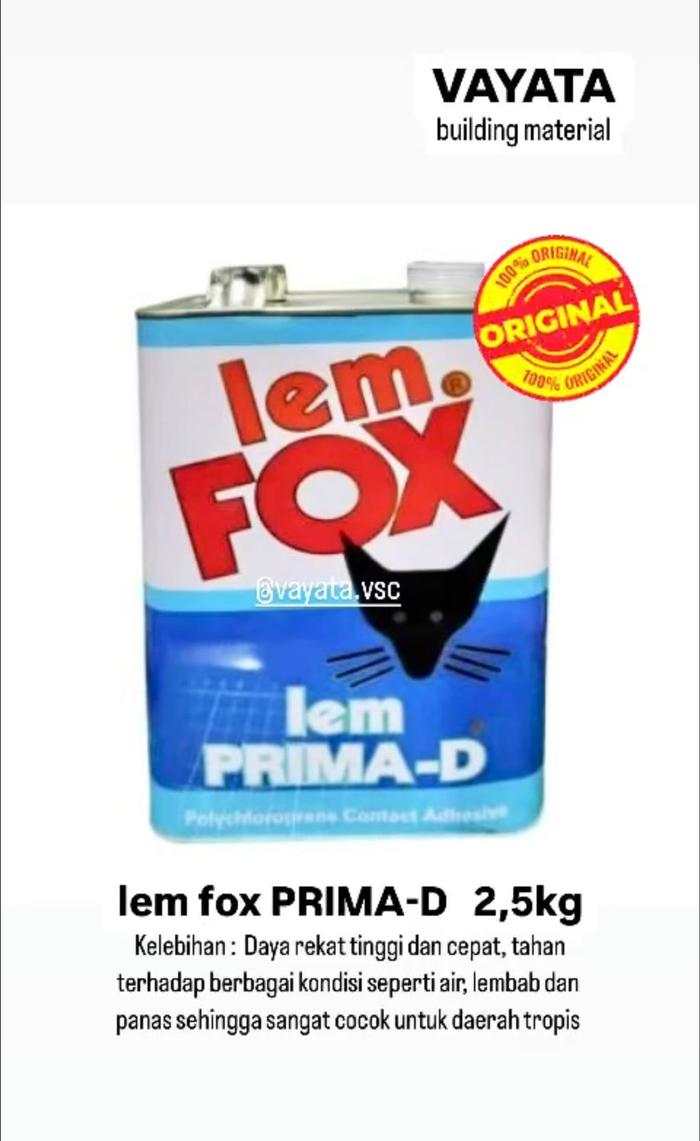 Jual LEM FOX PRIMA-D 2.5Kg | Lem Kuning Fox galon, Lem HPL, Edging ...