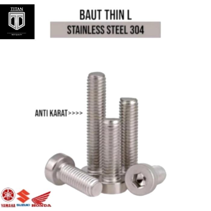 Jual Baut Thin M10 x 25 SS 304 Baut L Anti Karat hexagon head 10mm Low head - Kota Bekasi ...