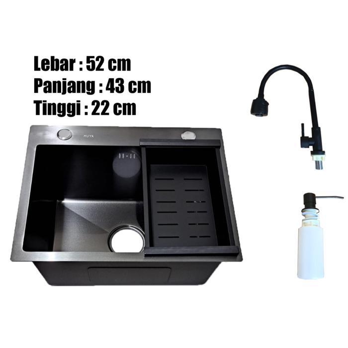 Jual Kitchen Sink Bak Cuci Piring Wastafel Hitam Stainless Steel BCP ...