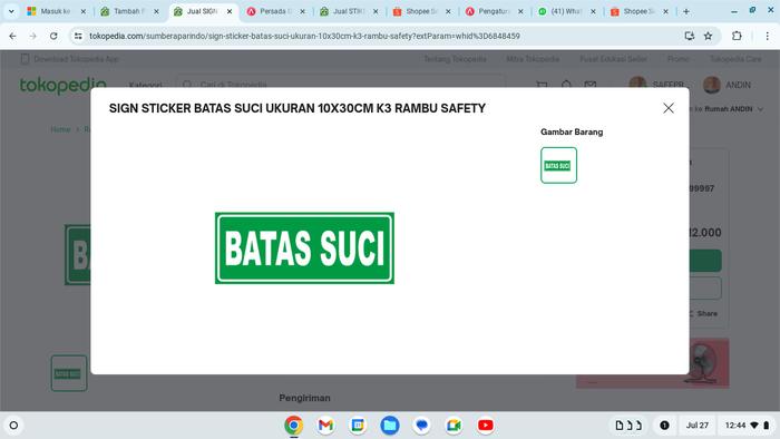 Jual SIGN STICKER BATAS SUCI UKURAN 10X30CM K3 RAMBU SAFETY/Sticker ...