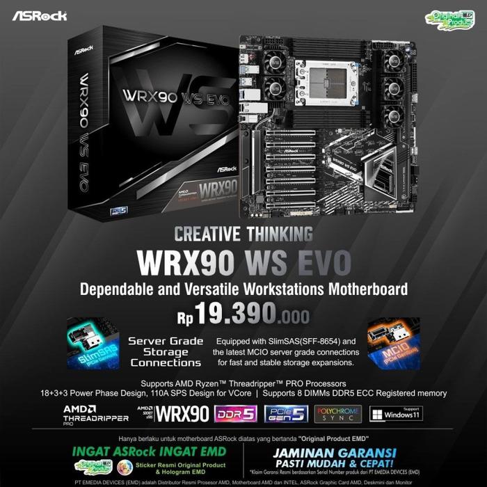Promo ASRock WRX90 WS EVO - EEB AMD Ryzen Threadripper PRO sTR5 Motherboard Cicil 0% 3x ...