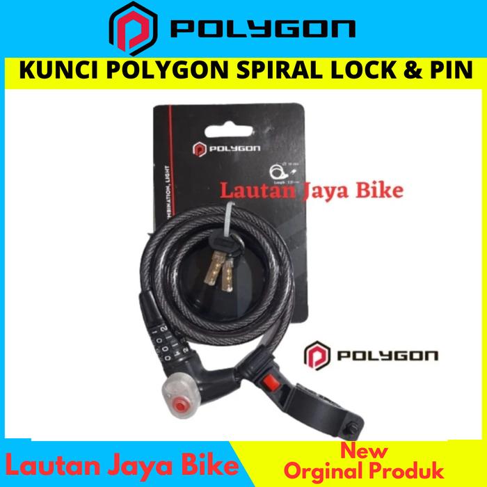 Jual Kunci Sepeda Polygon Spiral Lock 2 fungsi kunci dan kode ada lampu ...