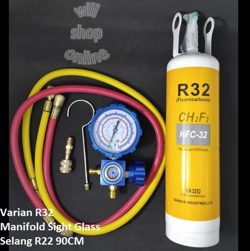 Jual PAKET ALAT PENGISIAN FREON AC RUMAH R32 MURAH MANIFOLD SIGHT GLASS ...
