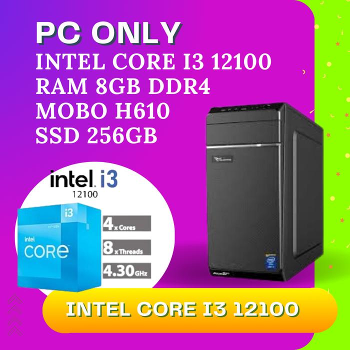 Promo Pc Komputer Rakitan core i3 12100 Ram 8gb ssd 256gb casing ...