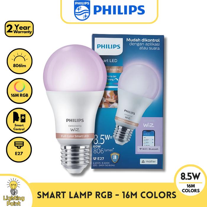 Jual Lampu PHILIPS Smart Lamp WiFi With Bluetooth LED 8.5W - All Colors ...