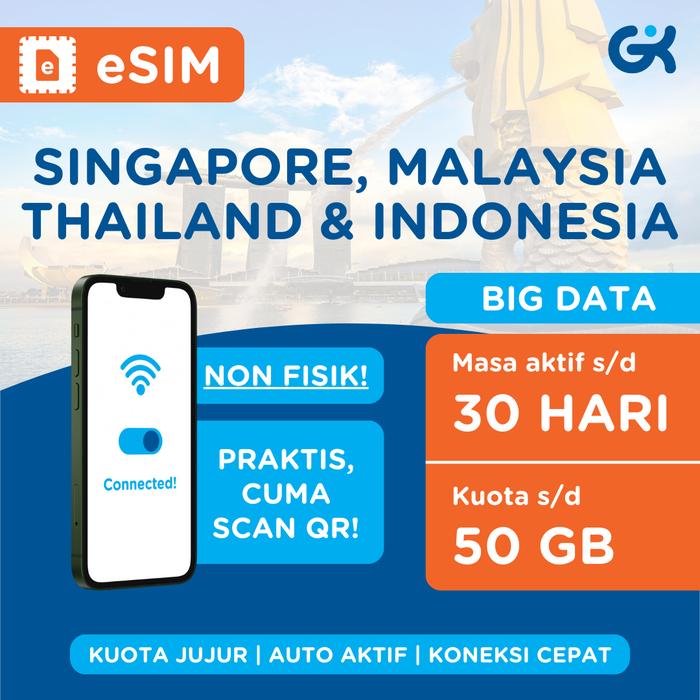 Jual eSIM Singapore Malaysia Thailand Kuota Besar | eSIM Singapura Big Data - 15 Hari, 30GB ...