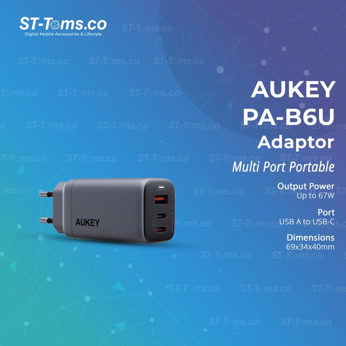 Jual Aukey Adaptor Charger Multi Port Type C and USB A 67W GAN PD 3.0 ...