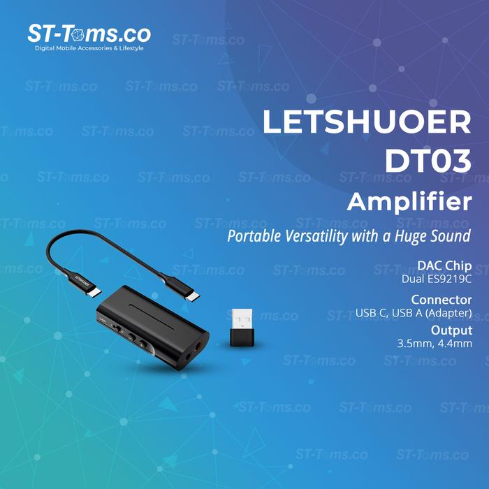 Promo Letshuoer DT03 / DT 03 Headphone Amplifier Portable High Resolution Lossless DAC 3.5mm 4 ...