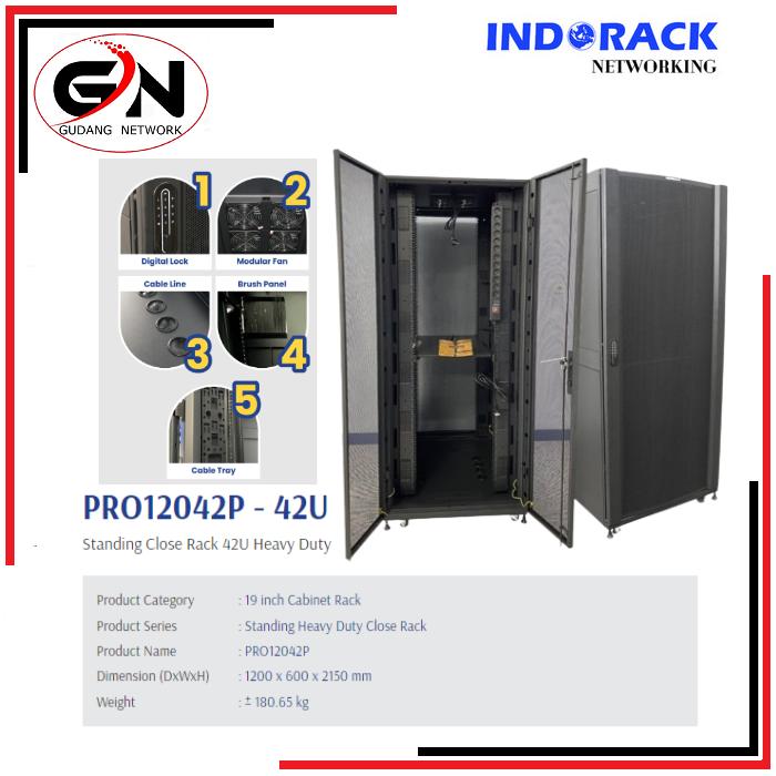 Jual Indorack PRO12042P Heavy Duty Rack 42U Depth 1200mm PRO Series ...