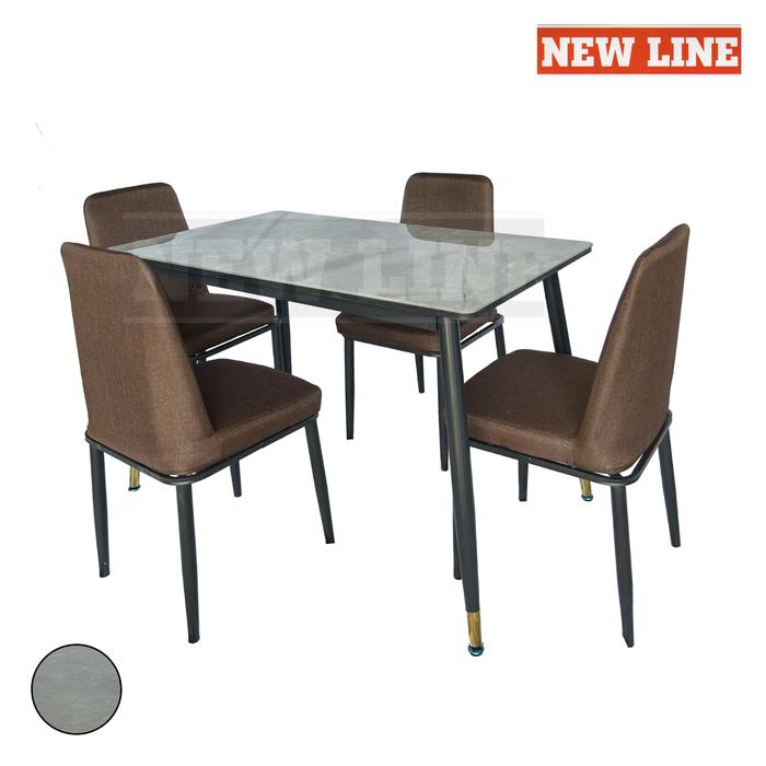 Jual New Line - Meja Makan SR Marmer 4 Kursi Coklat / Meja Makan ...