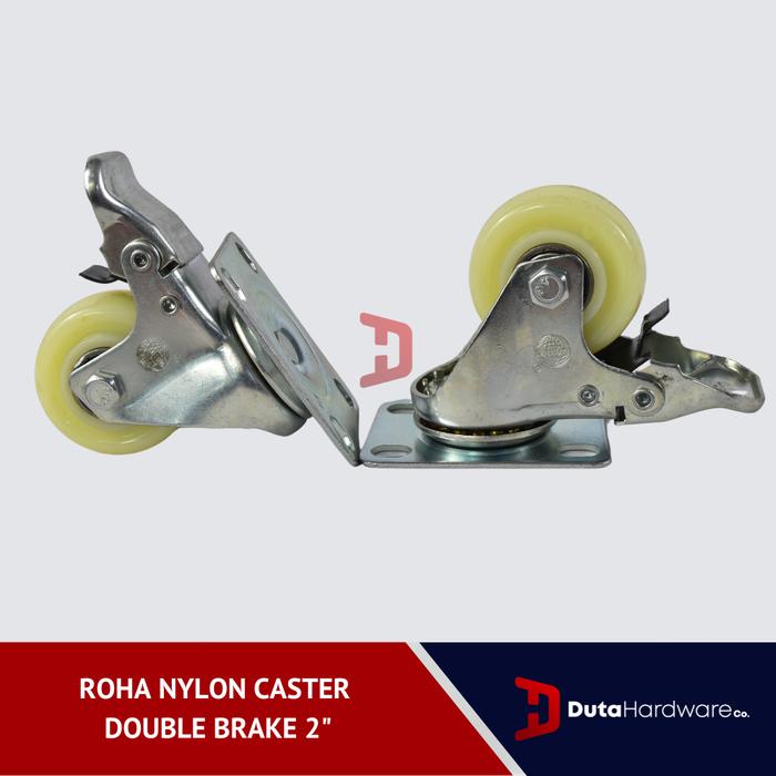Jual Roha Roda Nylon Caster Double Brake 2" - Roda Nylon Kastor Hidup ...