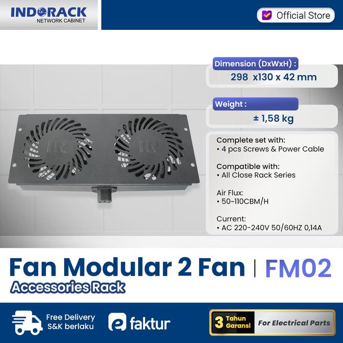 Jual Indorack Bracket Modular 2 Fan Accessories Rack Server Cooling FM02 - Jakarta Pusat ...