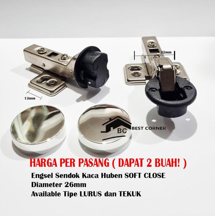 Jual Engsel Sendok Kaca Huben SOFT CLOSE / Engsel Pintu Lemari Kaca ...