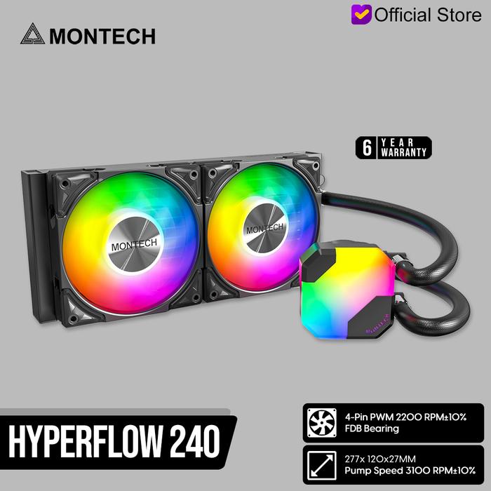 Promo MONTECH HYPERFLOW 240 ARGB AIO Liquid CPU Cooler - Black Cicil 0% ...