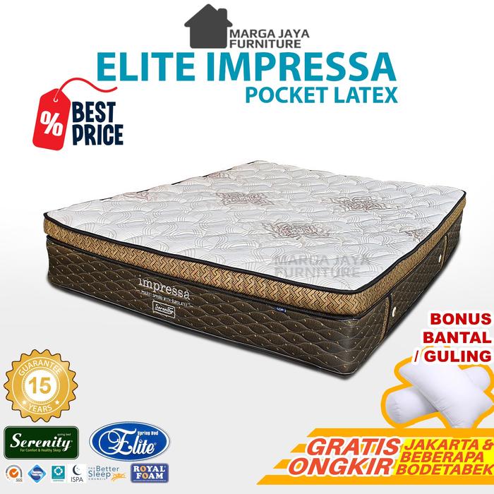 Promo Spring Bed Kasur Elite Serenity Pocket Latex Impressa 120 x 200 ...