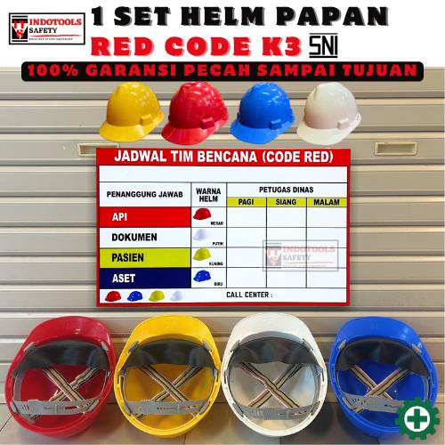Jual 1 SET CODE RED / PAPAN PIKET / PAPAN BENCANA / PAPAN CODE RED + BESERTA 4 BUAH HELM PROYEK ...